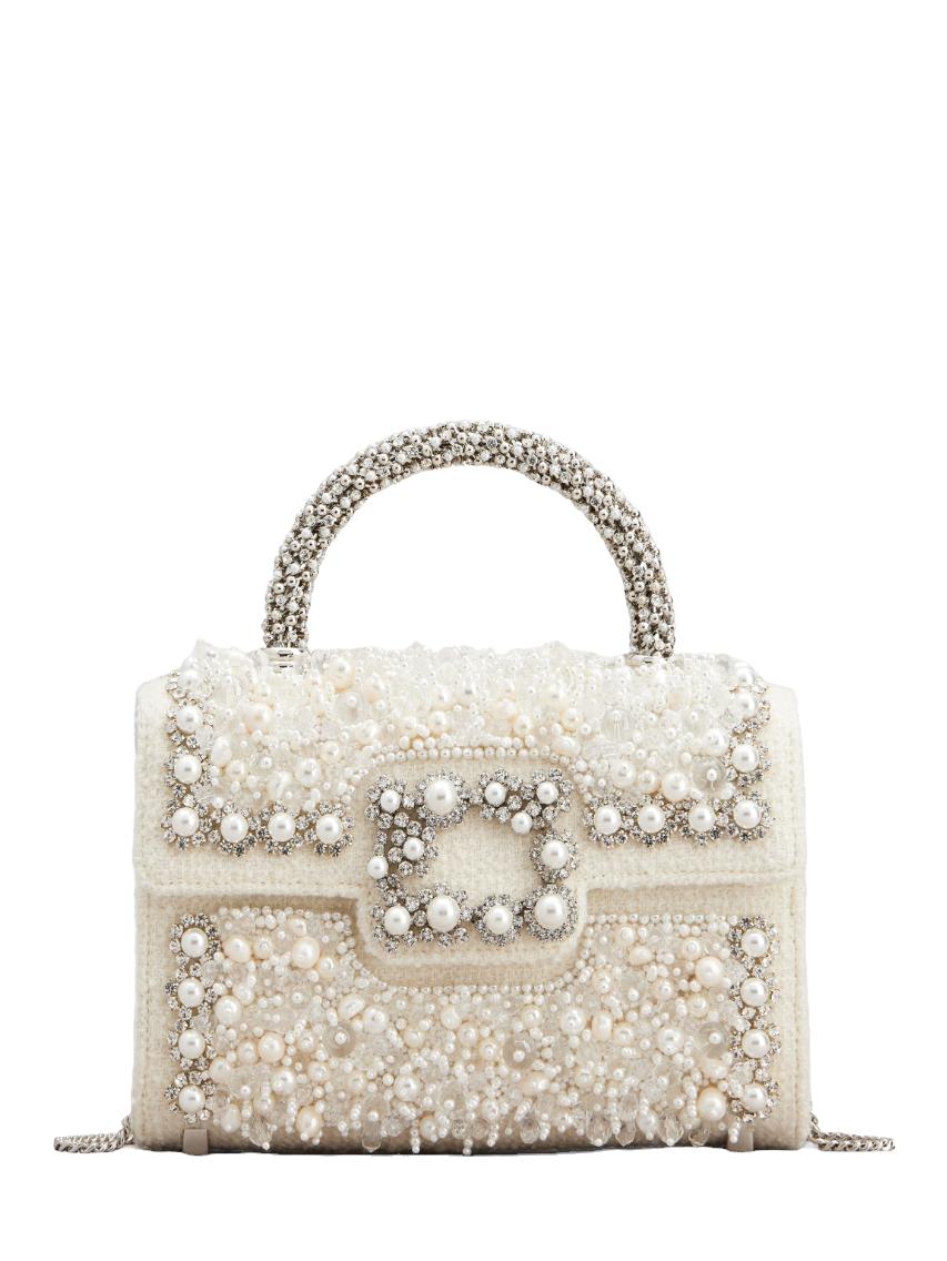 ROGER VIVIER Roger Vivier Flower Strass Pearl Mini Buckle Jewel Clutch Bag